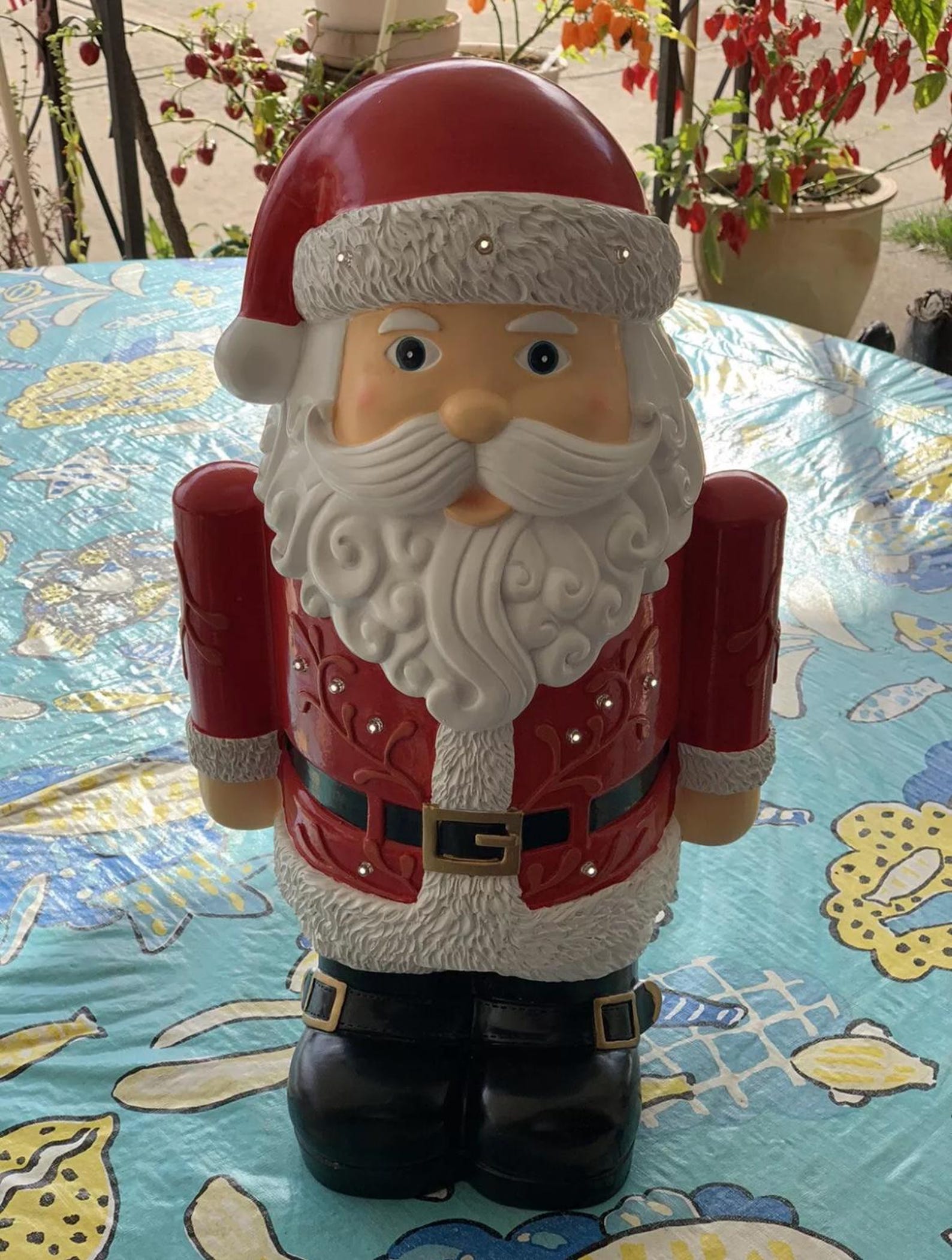 18.5” LED Resin Light up Santa Claus Statue 2 Light Modes Made in ...