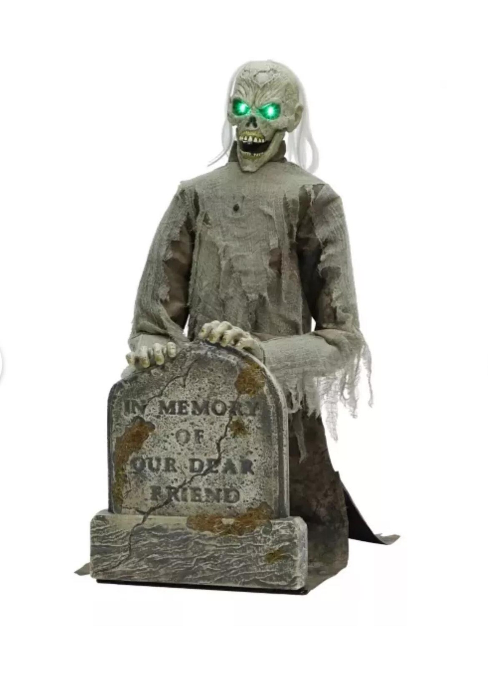 Spirit Halloween 3 Ft Gravestone Ghoul Animatronic Zombie Animated ...