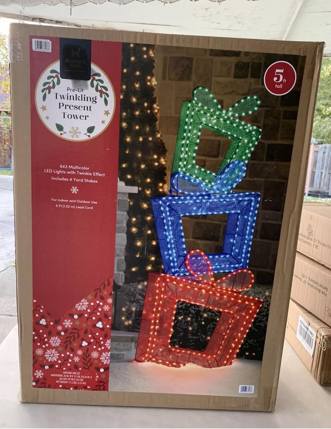 5' Pre-lit Twinkling Present Tower - Multicolor, Christmas Deor - Etsy