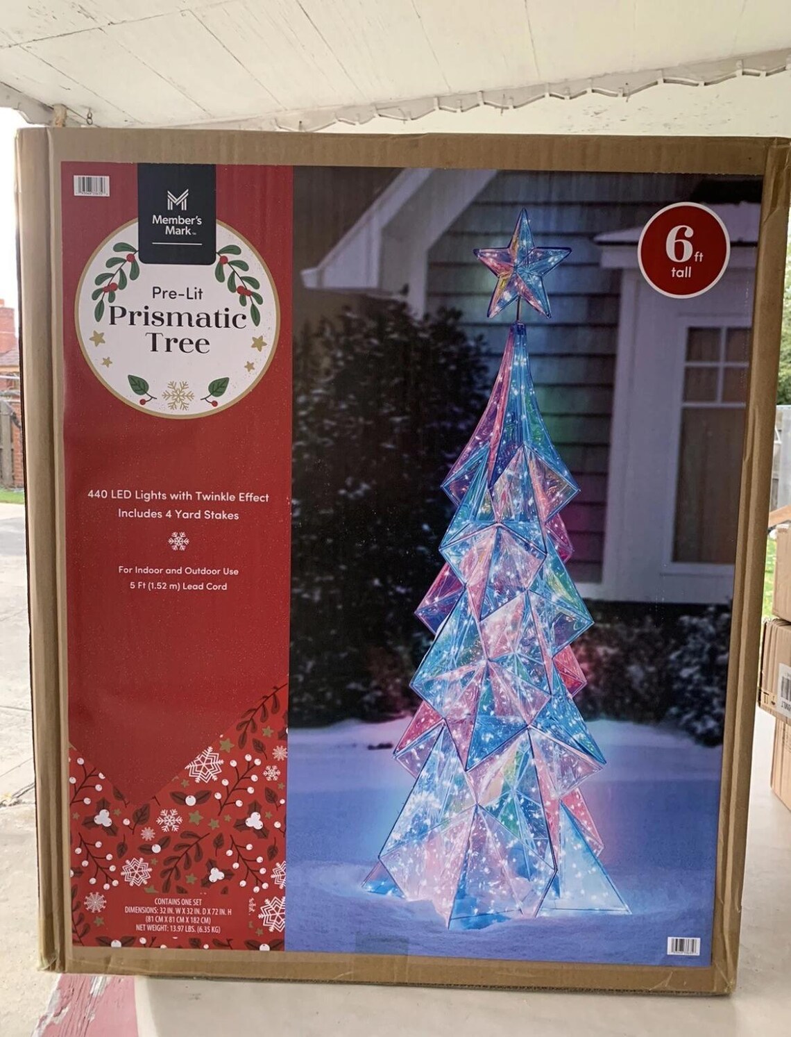 Member's Mark 6' Pre-lit Prismatic Tree INDOOR OUTDOOR CHRISTMAS Decor ...