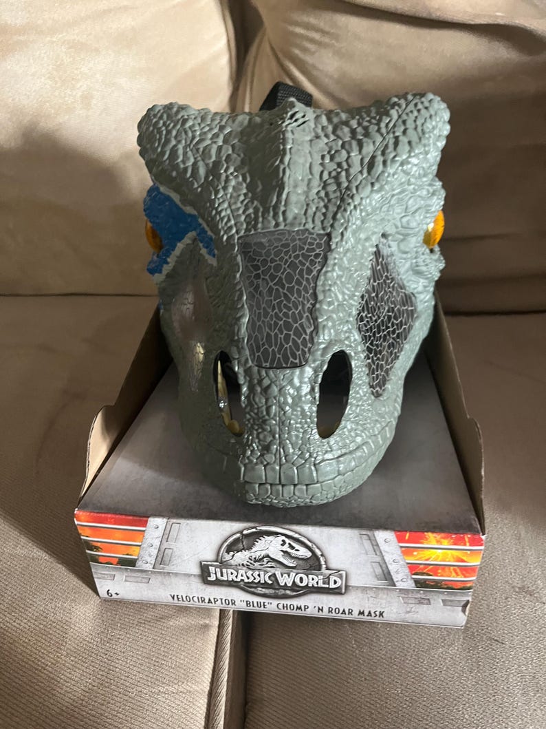 Jurassic World Chomp 'n Roar Mask Velociraptor "blue" - Etsy