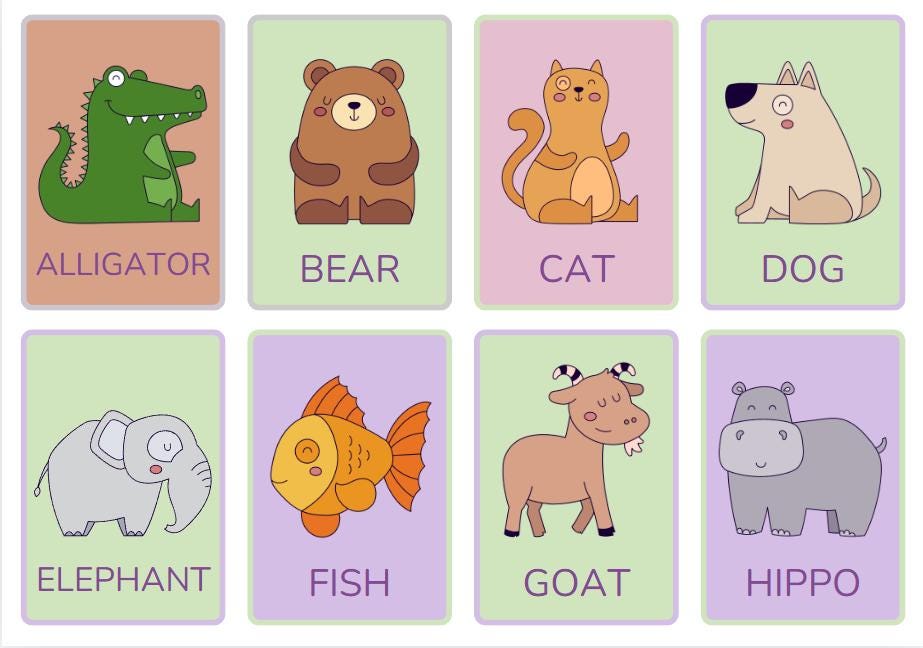 Alphabet Animals-flashcards - Etsy