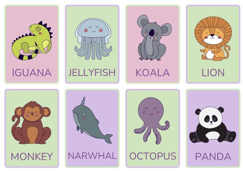 Alphabet Animals-flashcards - Etsy