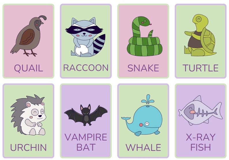 Alphabet Animals-flashcards - Etsy