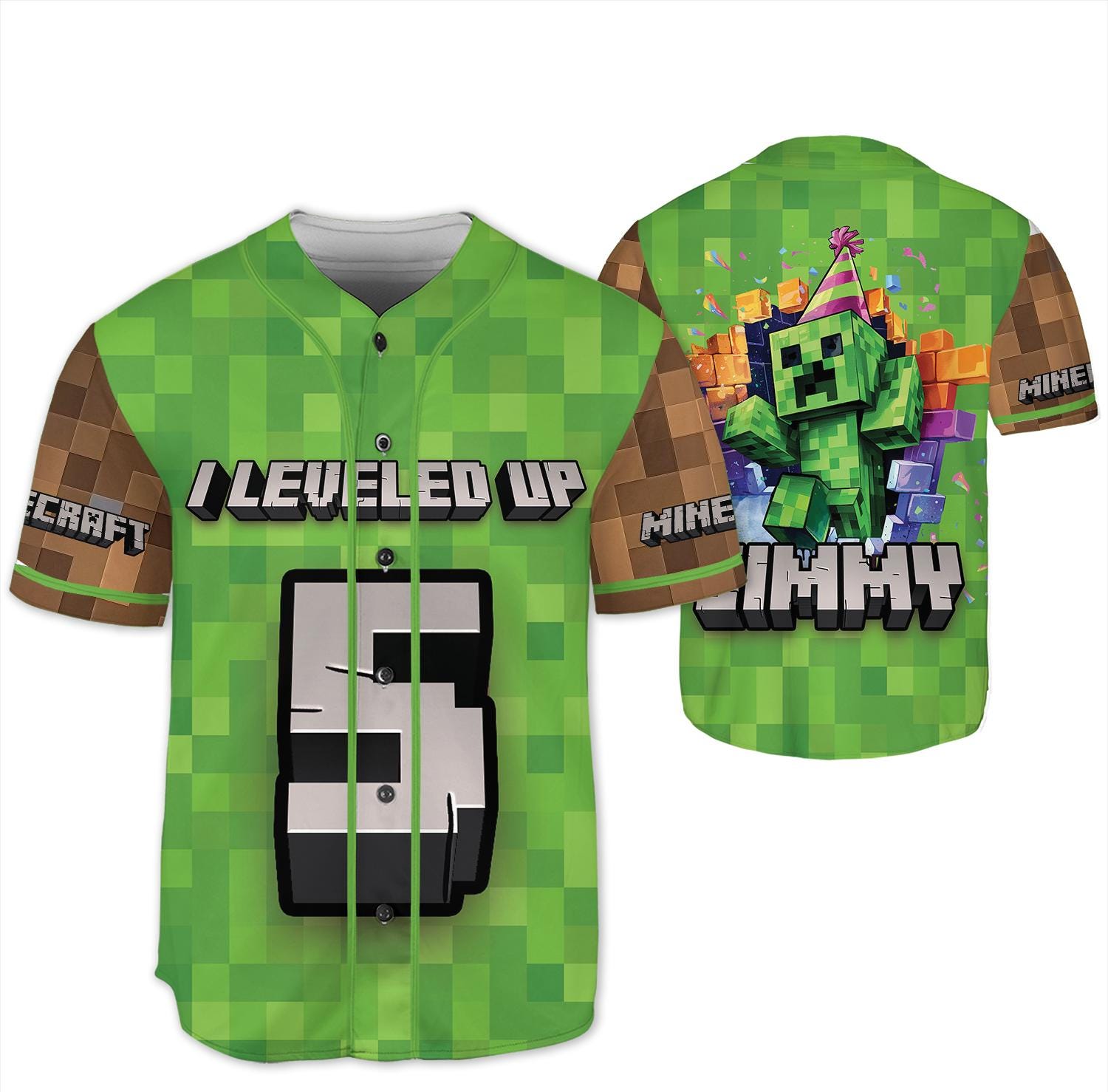 Personalized Creeper Birthday Boy Jersey, Minecraft Boy Birthday Jersey ...