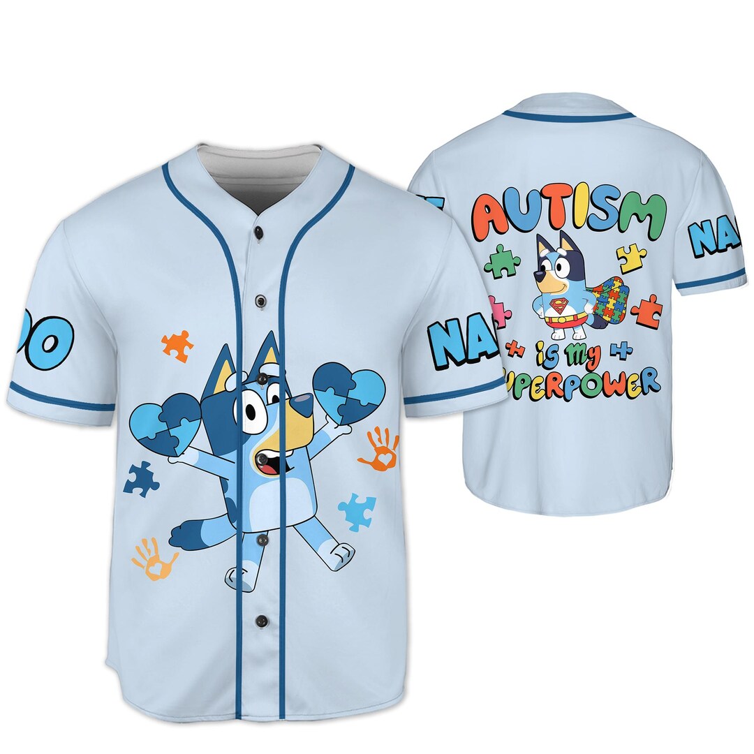 Bluey Jersey, Family Bluey Jersey, Bluey Autism, Custom Jersey for Kids ...