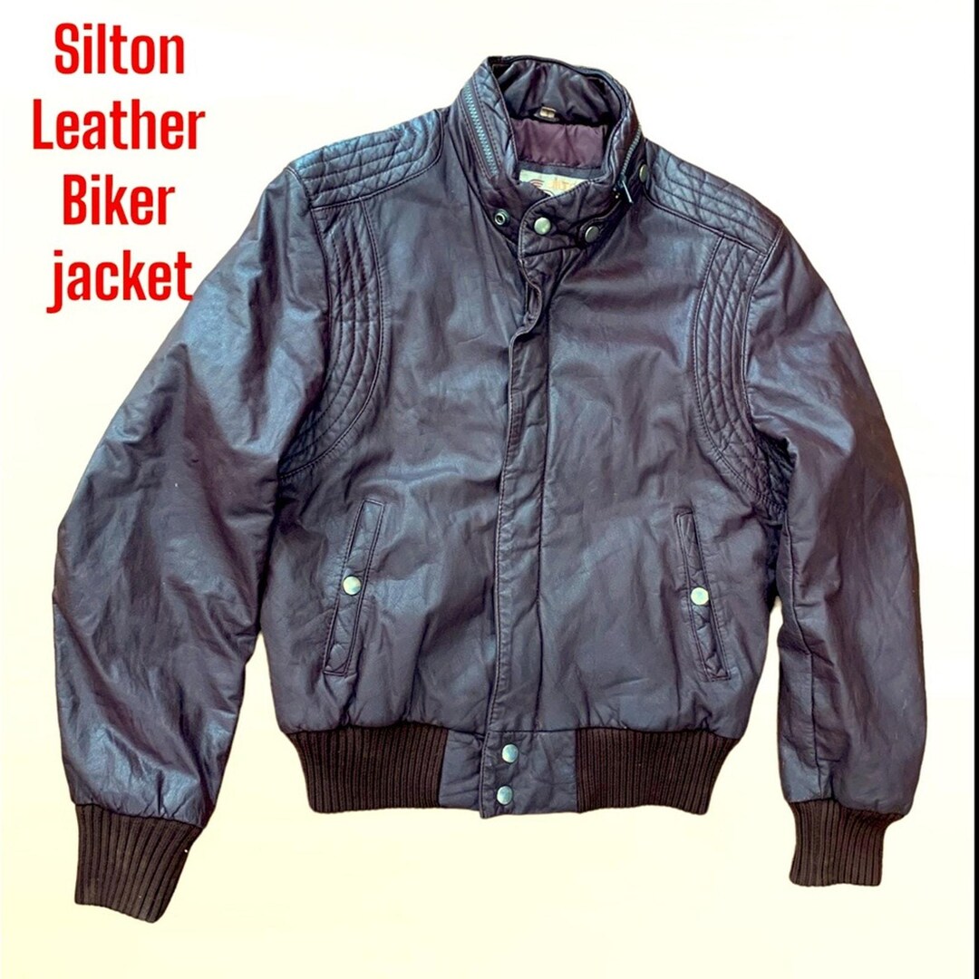 Vintage Top Gun 70s Silton Gear Moto Biker Leather Burgundy Bomber ...