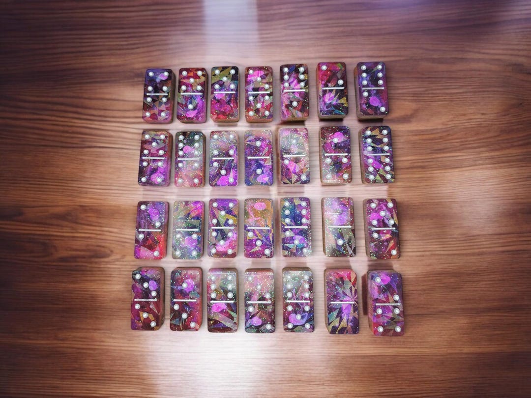 Custom Holographic Handcrafted Domino Set – Personalized Game Set With ...