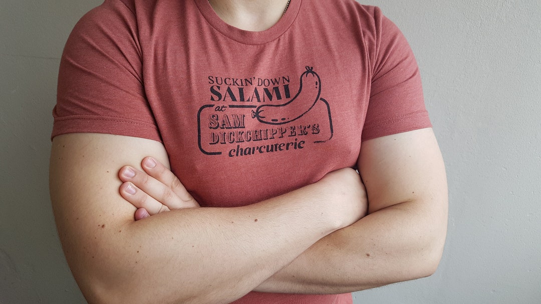 SUCKIN' DOWN SALAMI Block Printed Unisex Tee - Etsy