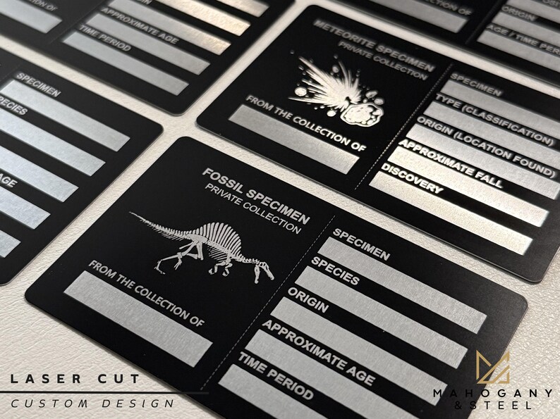 Fossil Specimen Display Identification Card - Engraved Metal Card - Etsy