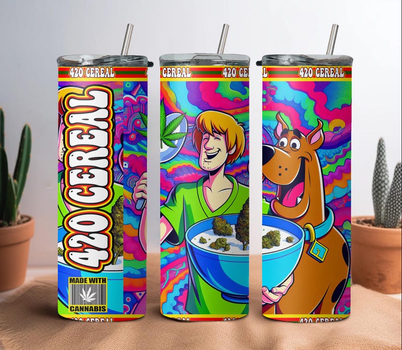 420 Cereal Scooby Doo Shaggy Rogers Marijuana Weed Wrap Tumbler With ...