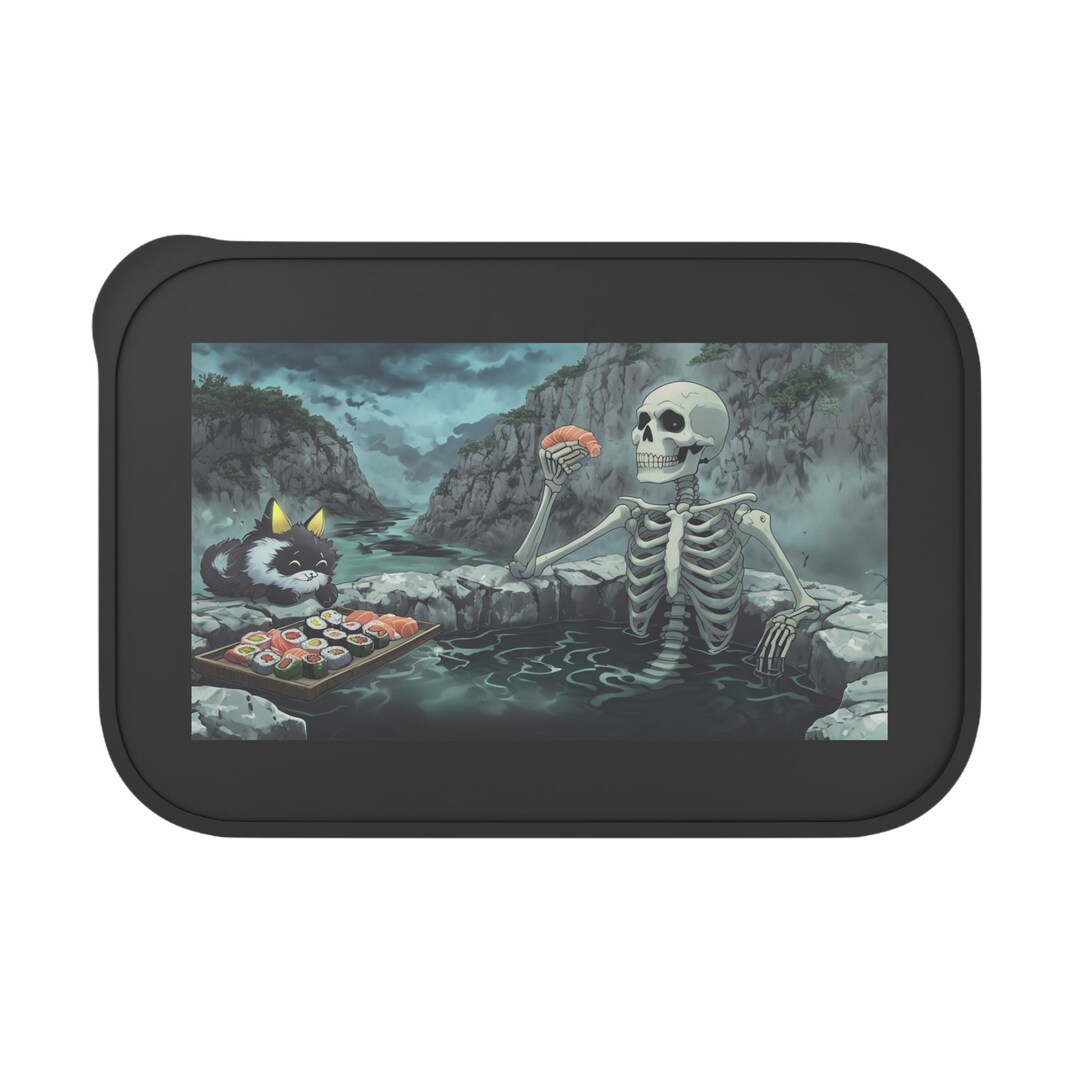 Sushi Skeleton Bento Box, Lunch Box With Band and Utensils, Eco-friendly, Reusable Container ...