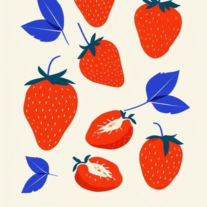 Digital Strawberry Wall Art - Etsy