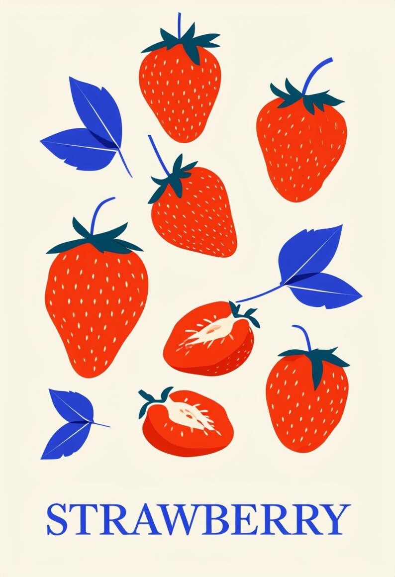 Digital Strawberry Wall Art - Etsy
