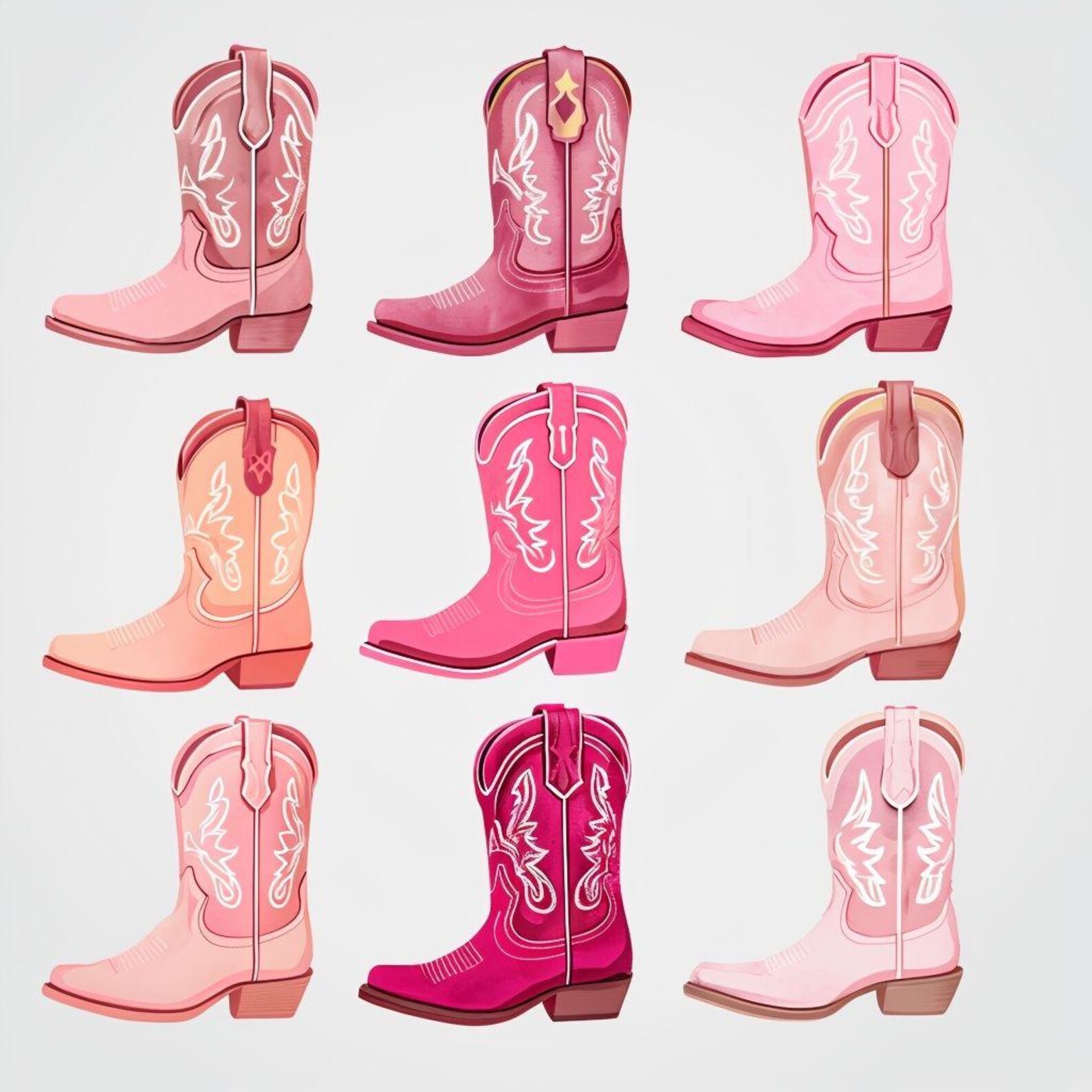 Digital Pink Cowboy Boot Art - Etsy