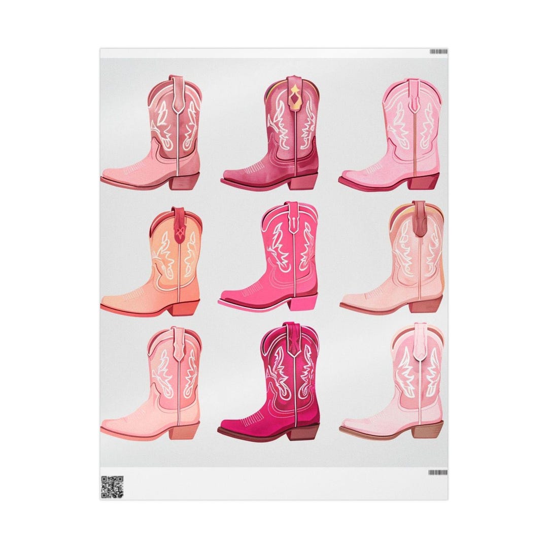 Pink Cowboy Boot Wrapping Paper - Etsy
