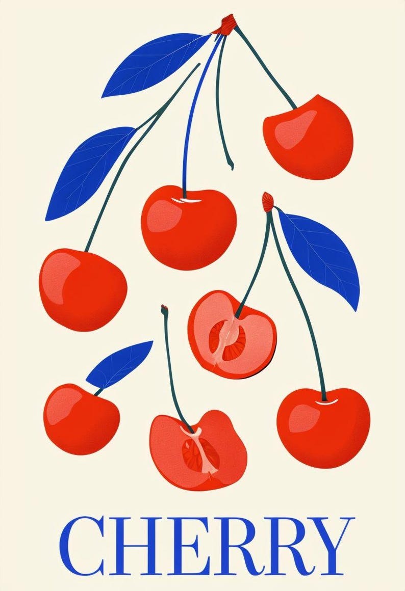 Digital Cherry Wall Art - Etsy