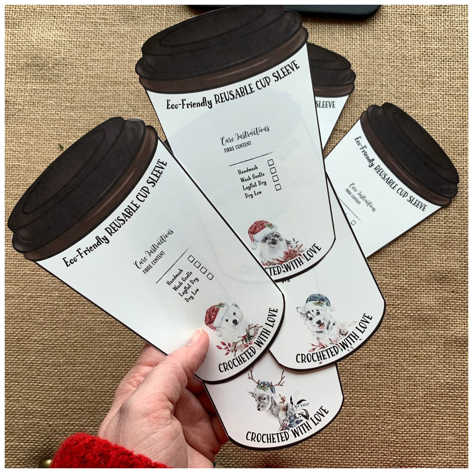 Christmas Cup Cozy Printable Coffee Cup Template Christmas - Etsy