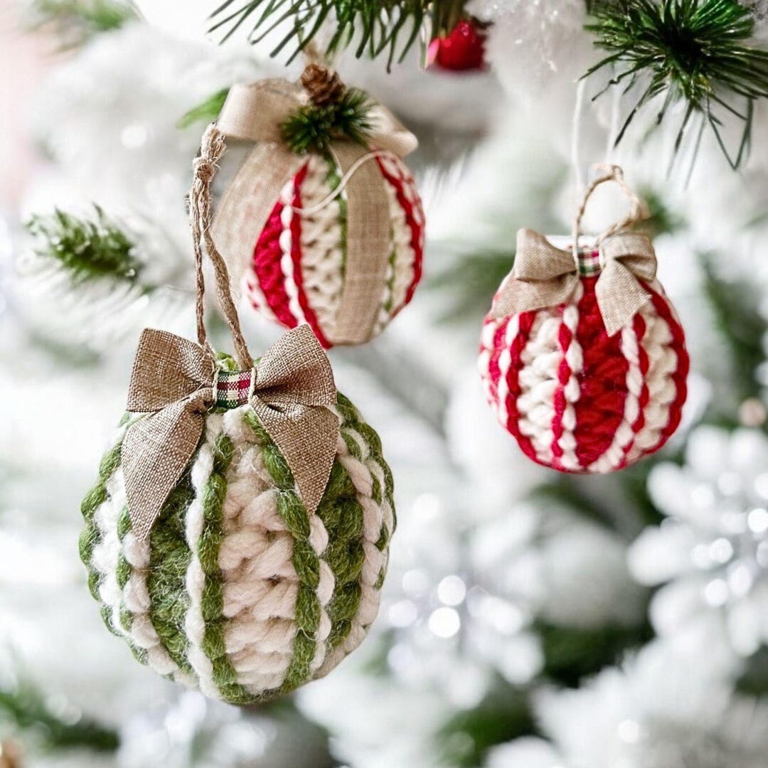 Christmas Crochet Pattern - Rustic Rib Crochet Bauble Cover Pattern ...