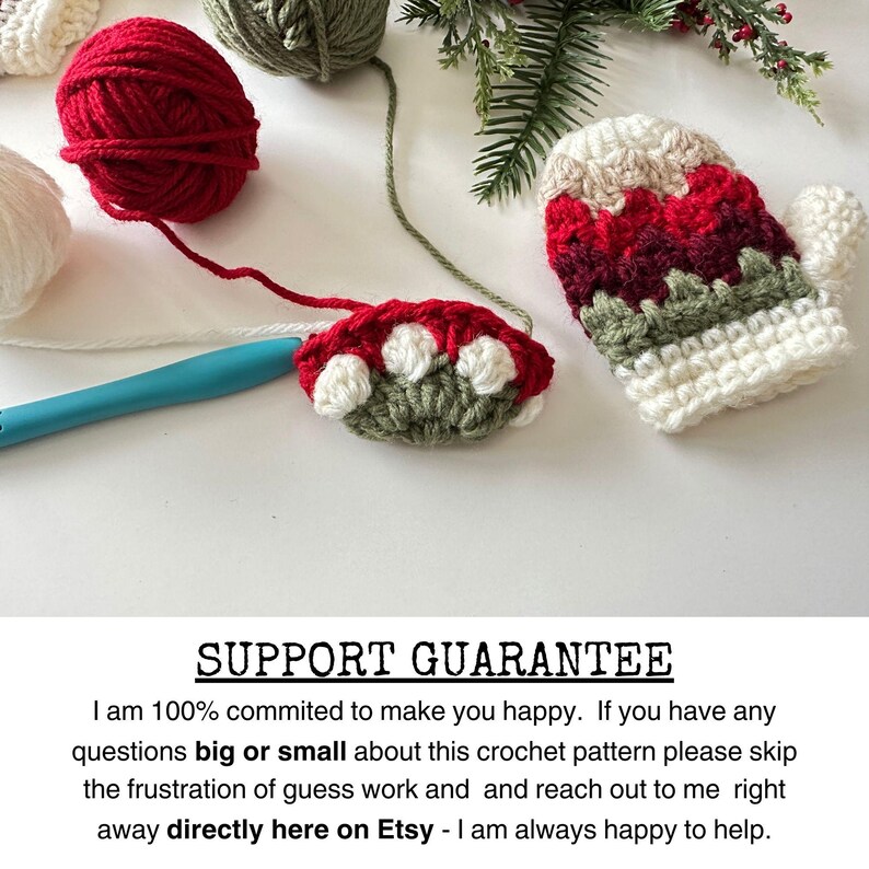 Christmas Crochet Ornament Pattern Mitten • Quick Crochet Gift • Rustic ...