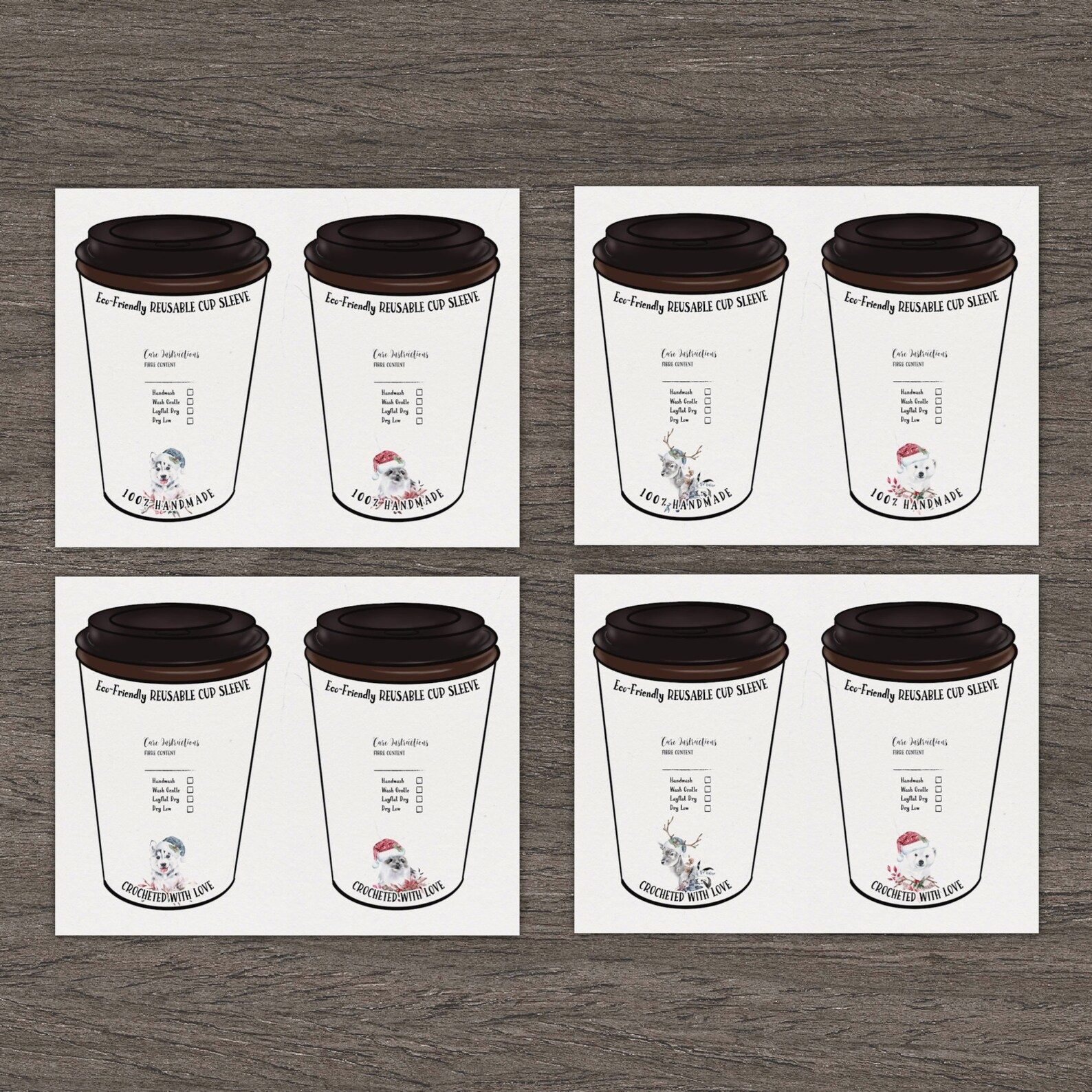 Christmas Cup Cozy Printable Coffee Cup Template Christmas - Etsy