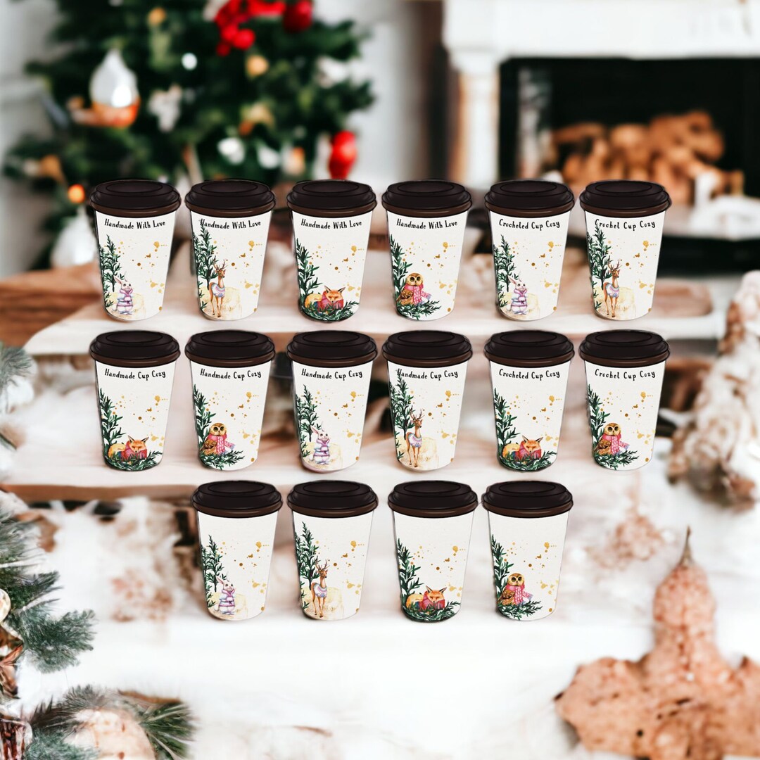 Cup Cozy Printable Coffee Cup Template Cardboard Sleeve Display Winter ...