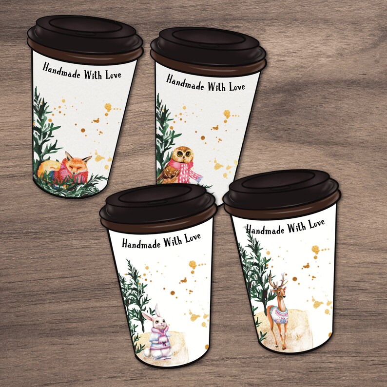 Cup Cozy Printable Coffee Cup Template Winter Theme | Etsy