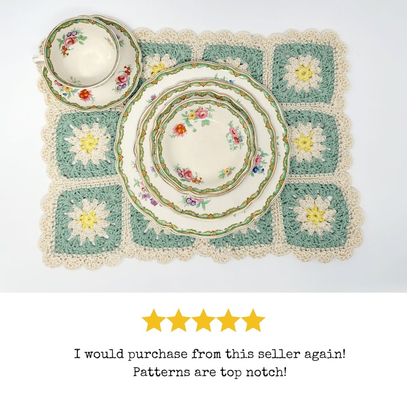 Crochet Placemat Pattern, Sunshine & Petals Granny Square Placemat ...
