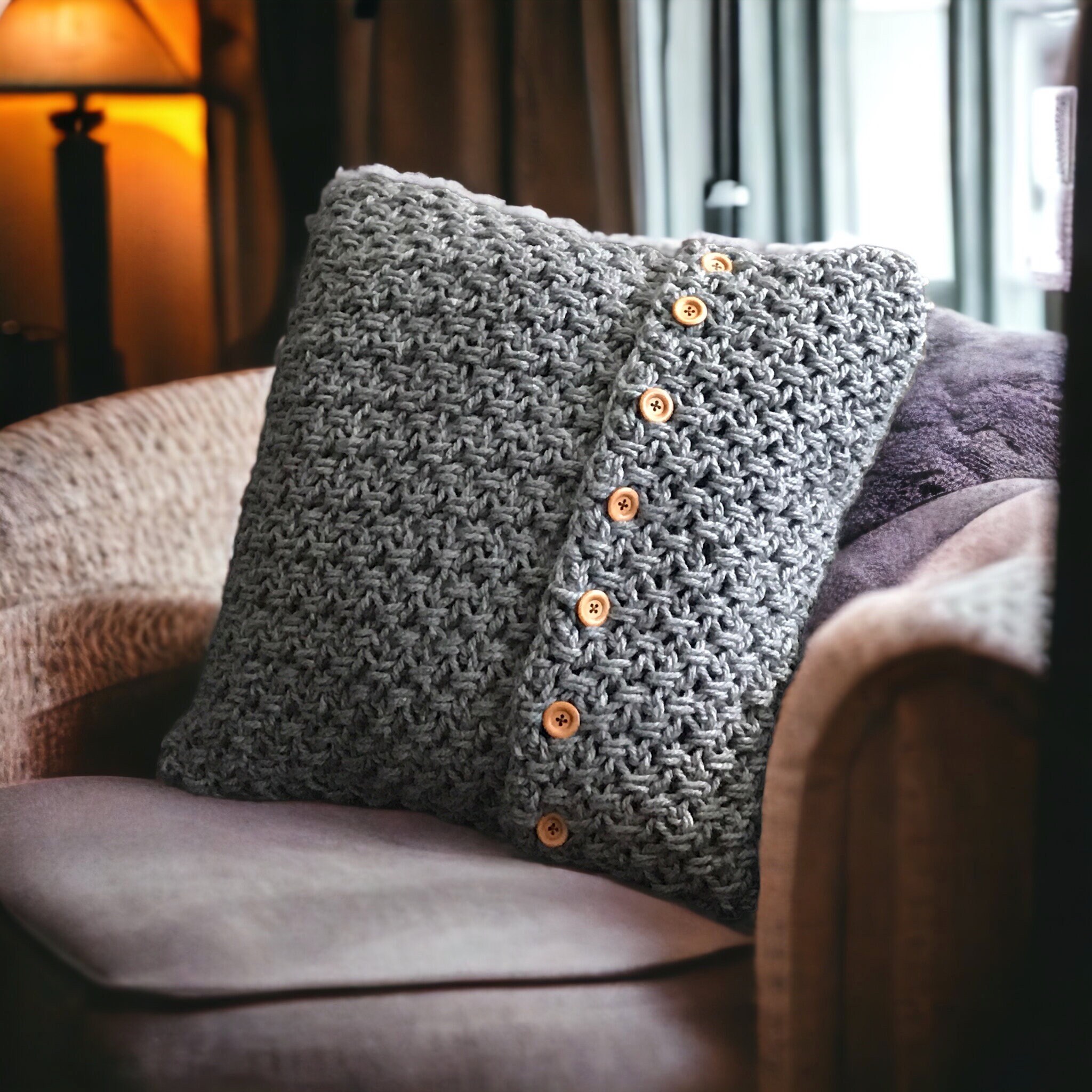 Crochet Cushion Cover Pattern - Button up Crochet Cushion Cover Pattern ...