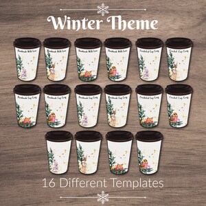 Cup Cozy Printable Coffee Cup Template Winter Theme | Etsy