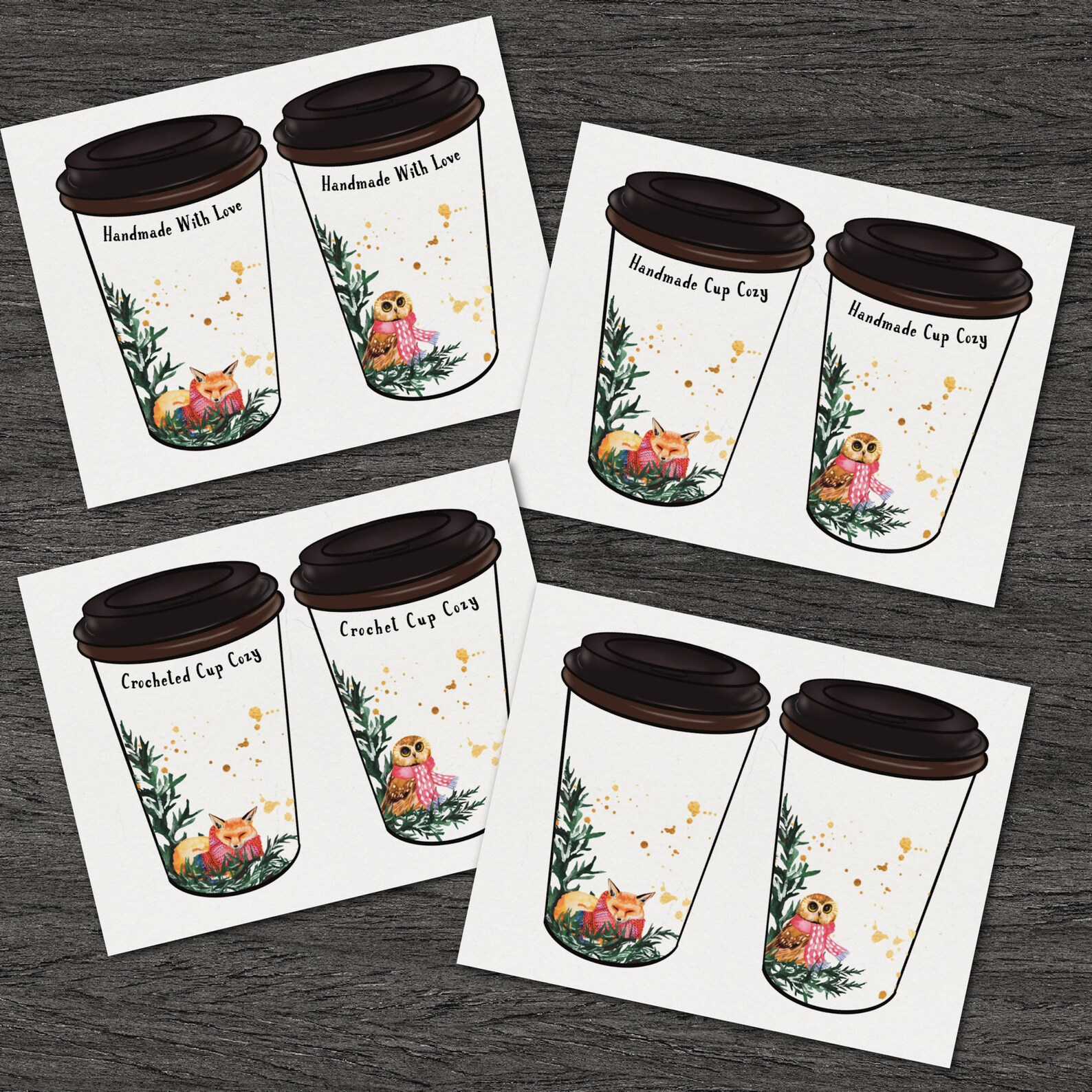 Cup Cozy Printable Coffee Cup Template Winter Theme | Etsy