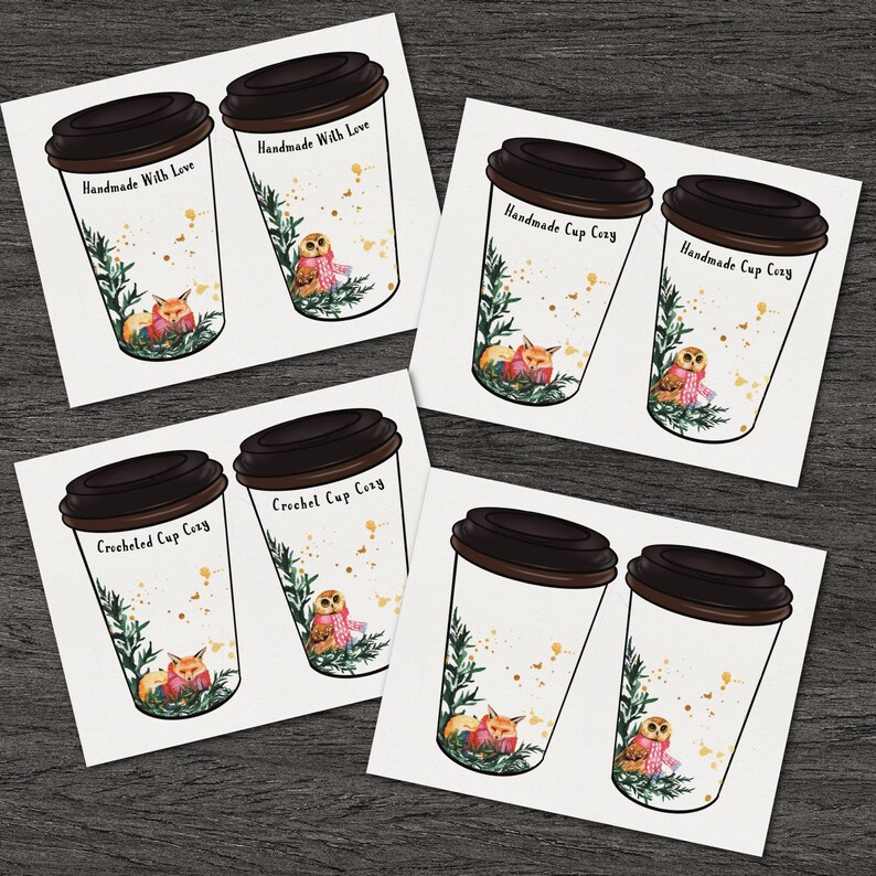 Cup Cozy Printable Coffee Cup Template Winter Theme | Etsy