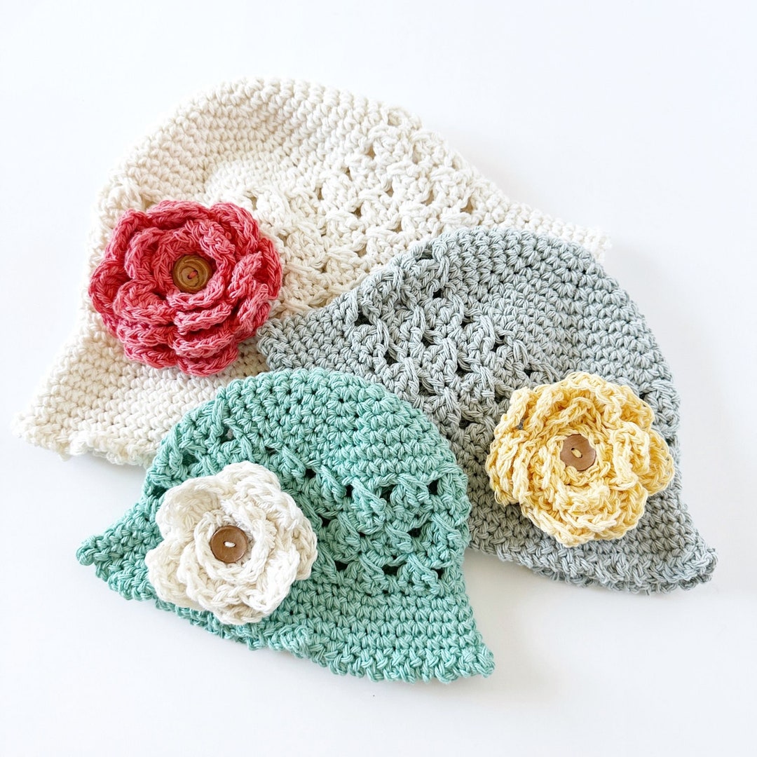 Chloe Crochet Bucket Hat Pattern With Roses for Babies, Toddler ...