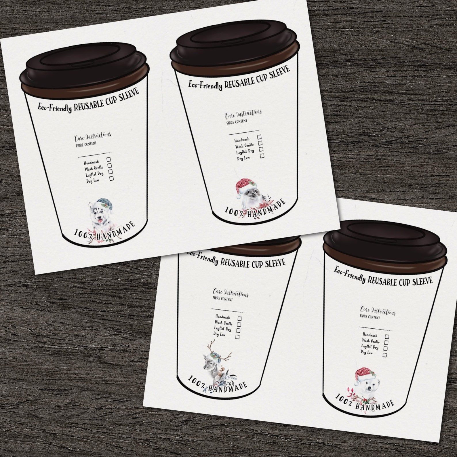 Christmas Cup Cozy Printable Coffee Cup Template Christmas - Etsy