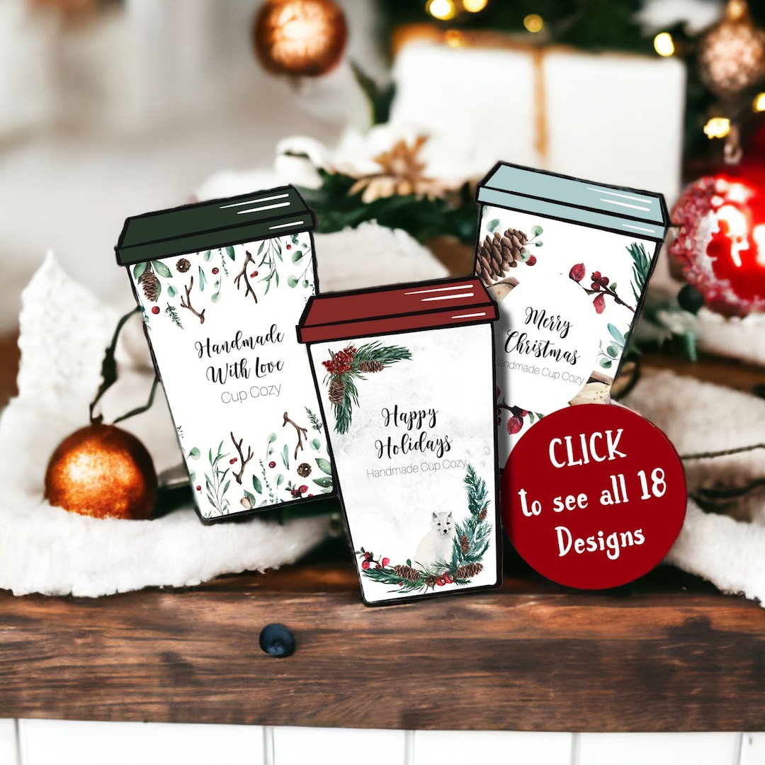 Christmas Cup Cozy Printable Coffee Cup Template, Cardboard Coffee ...
