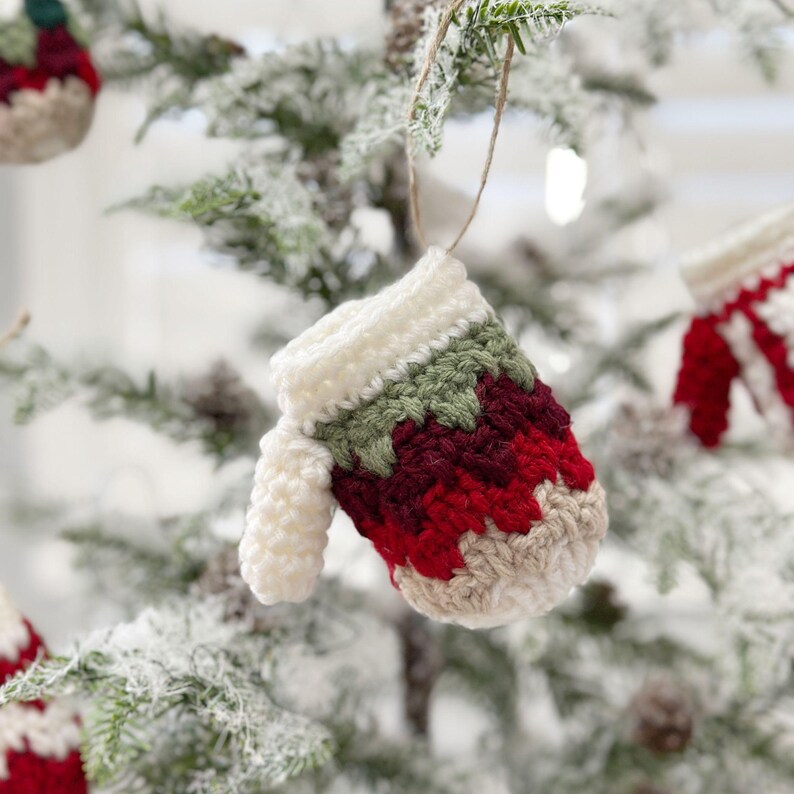 Christmas Crochet Ornament Pattern Mitten • Quick Crochet Gift • Rustic ...