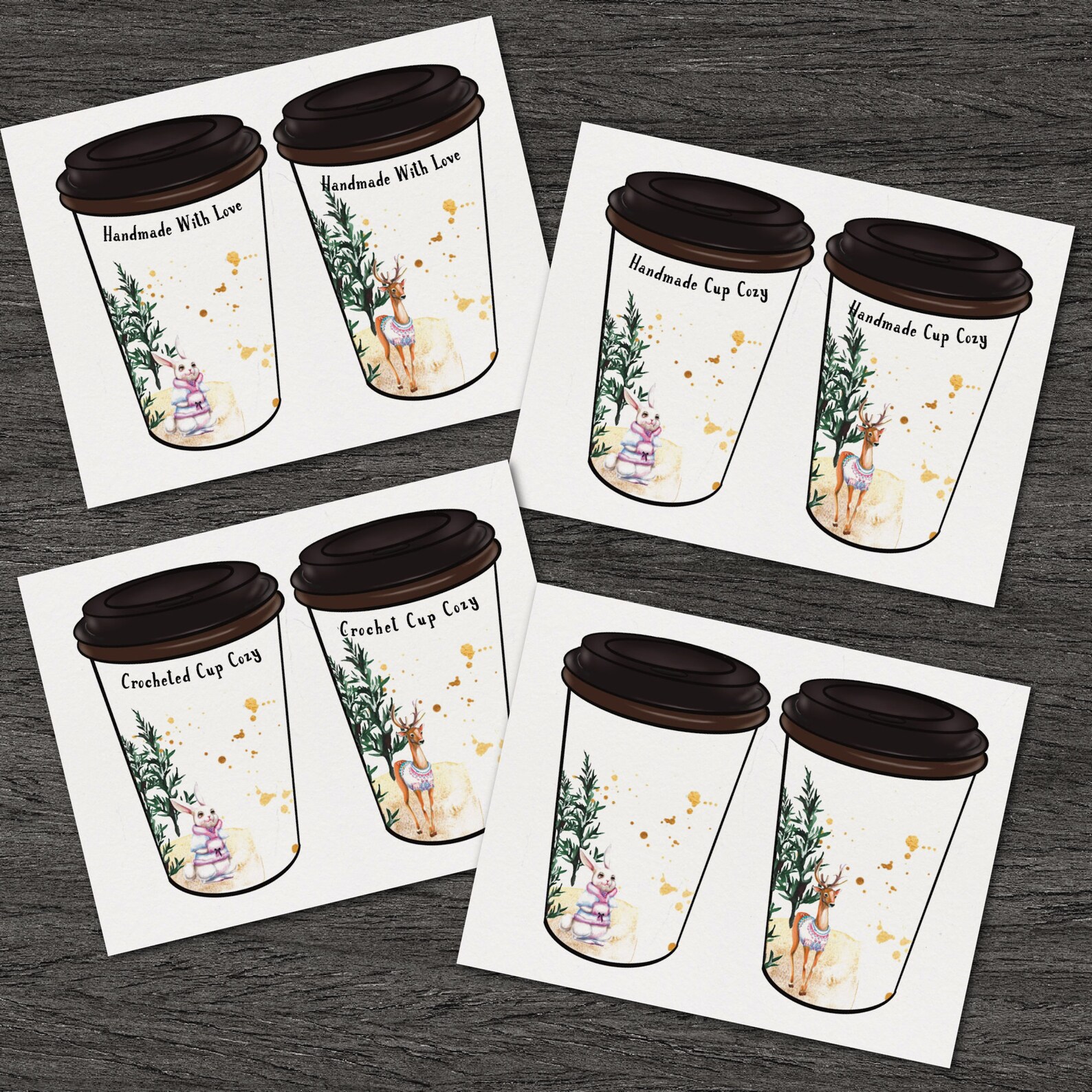Cup Cozy Printable Coffee Cup Template Winter Theme | Etsy