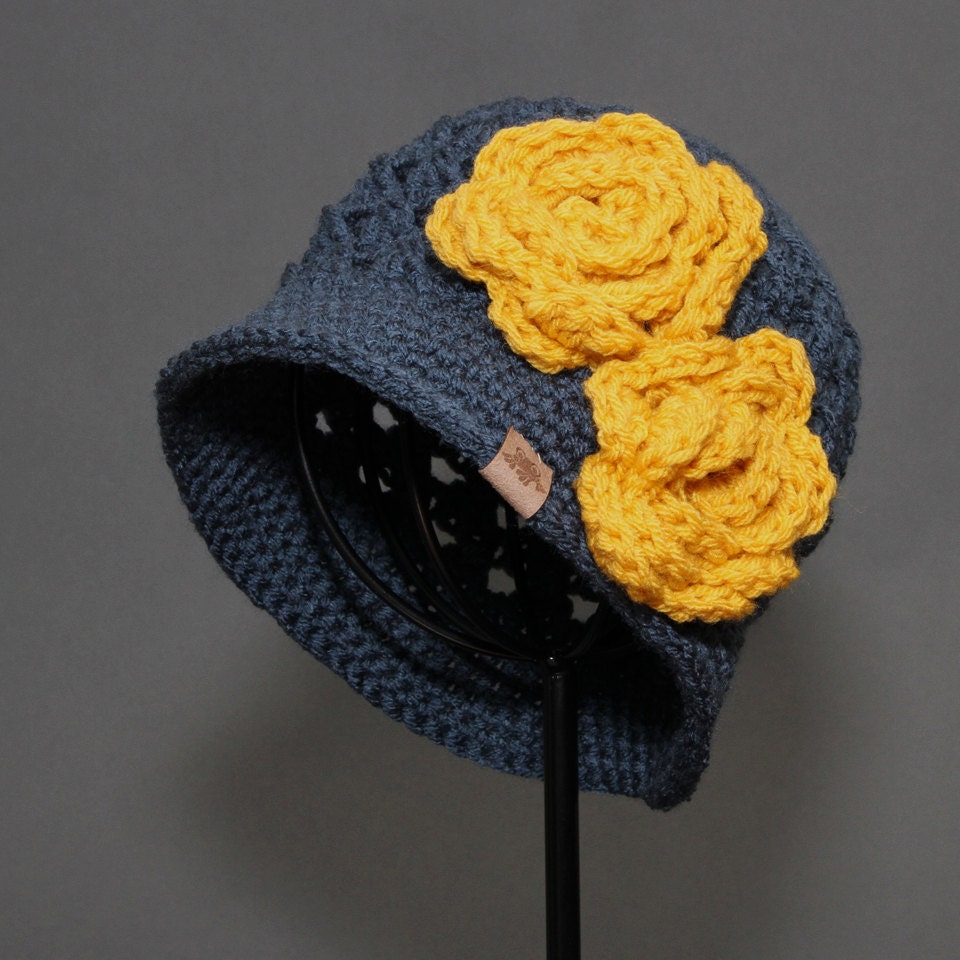 Crochet PATTERN Chloe Cloche With Rose Crochet Cloche Pattern Sizes ...