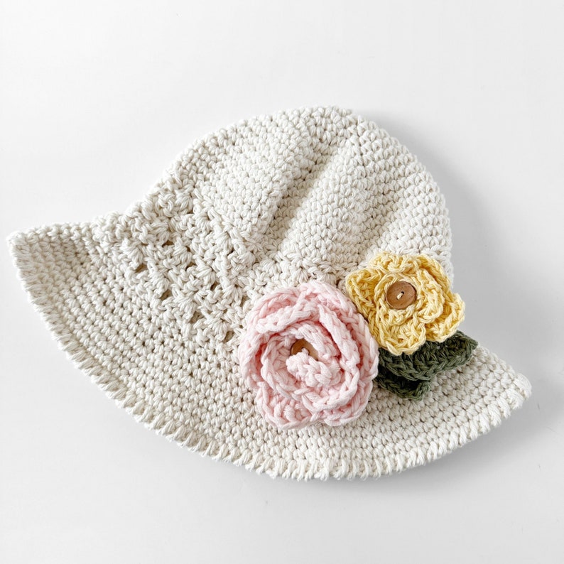 Lacey Crochet Bucket Hat Pattern With Roses for Babies, Toddler ...