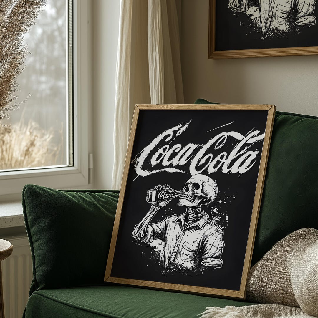 Vintage Diet Coke Skeleton Cowboy Poster: Western Art Print (digital ...