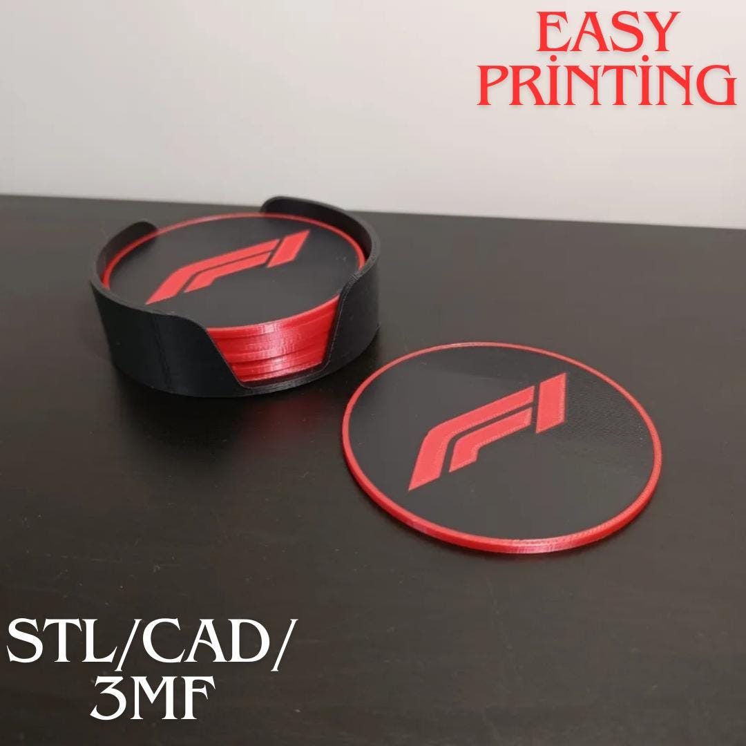 Formula 1 Coaster With F1 Logo 3D Print Model STL, CAD & 3MF Files - Etsy