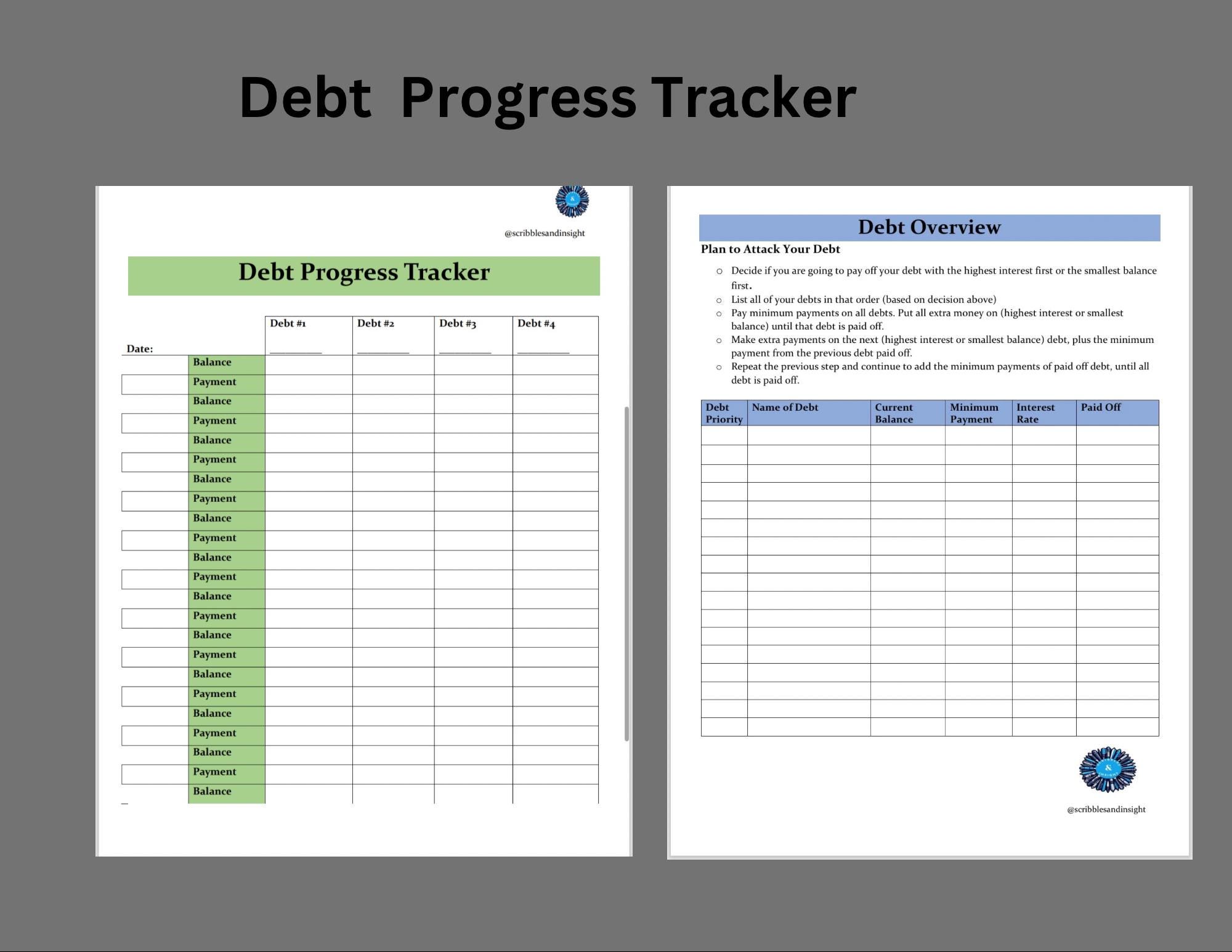 Comprehensive Debt Tracker Kit| Printable Debt Tracker| Planner Pages ...
