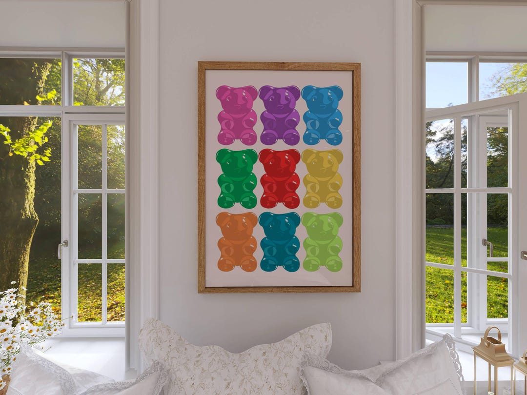 Fun Gummy Bear Decor | Colorful Art for Playroom or Dorm | Digital ...