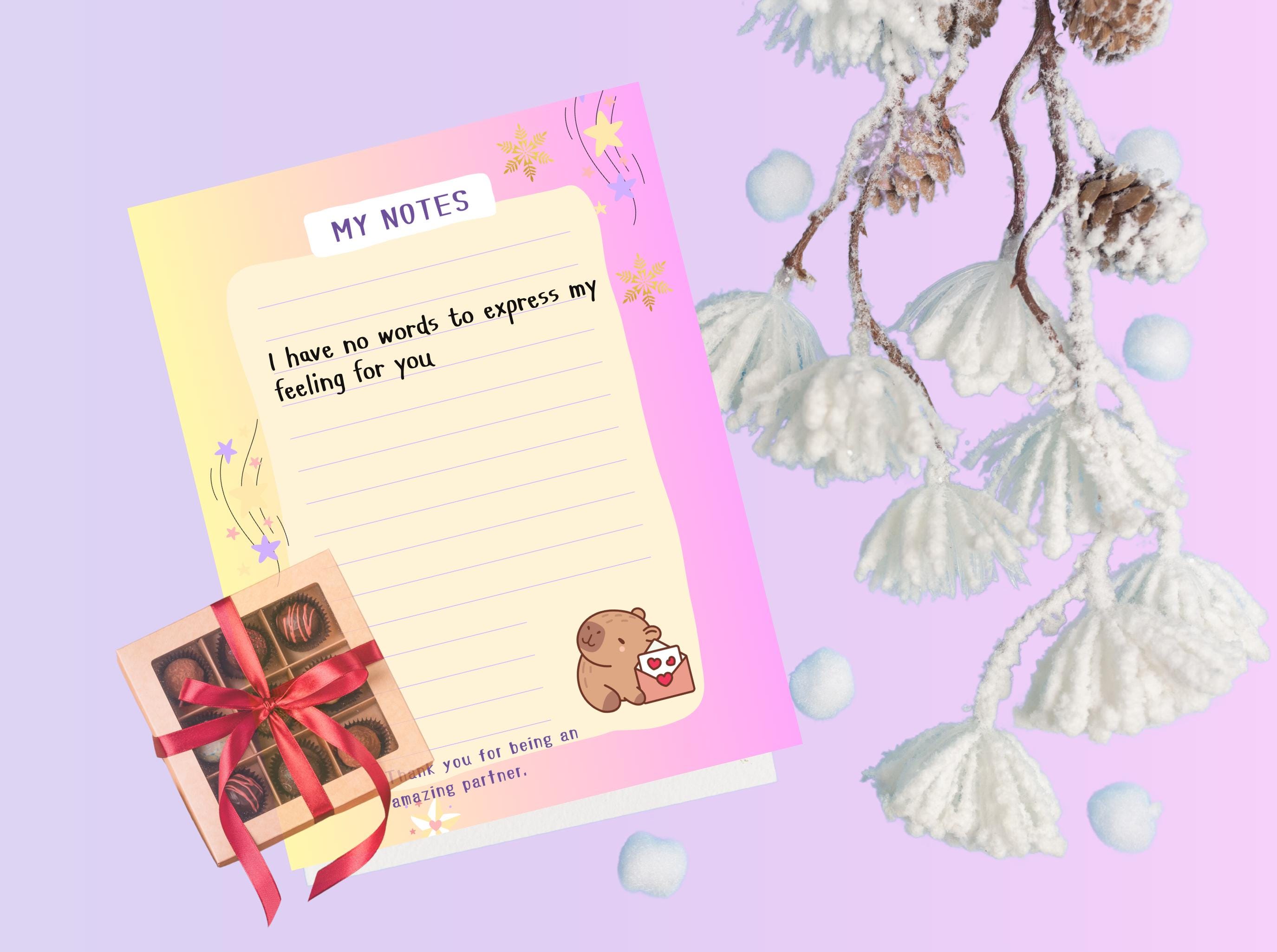 Capybara Notepad, Printable Notes Page, Stationary for Teens, Teenager ...