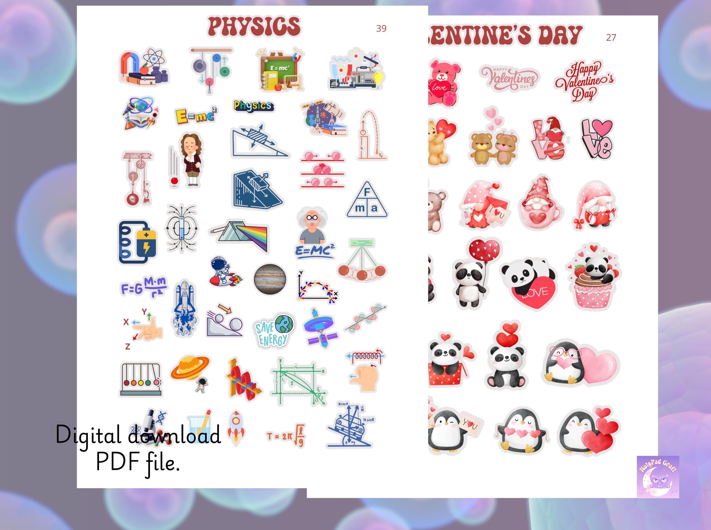 School Assignment Sticker Set, Printable Stickers, Notebook Stickers ...