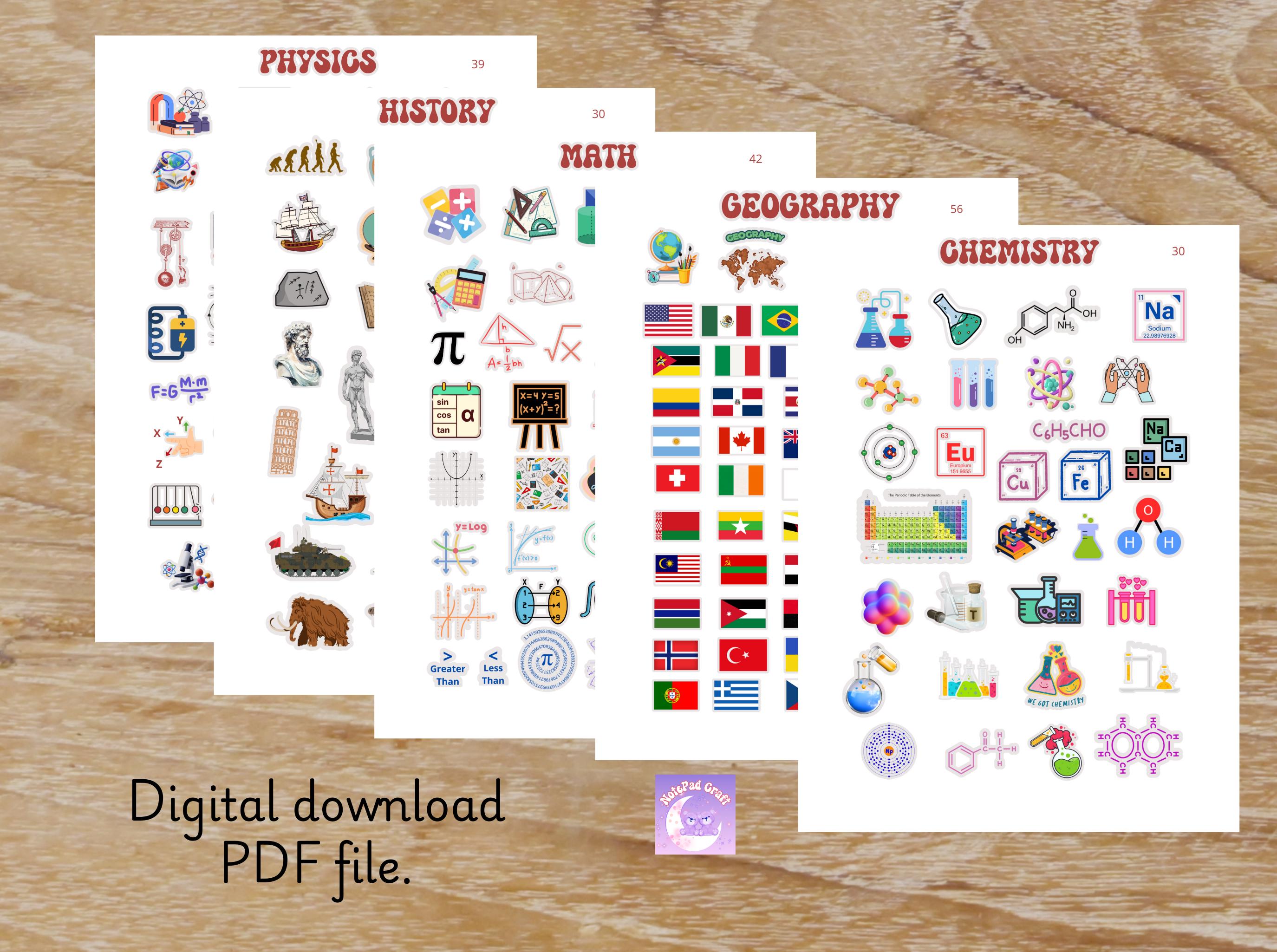 School Assignment Sticker Set, Printable Stickers, Notebook Stickers ...