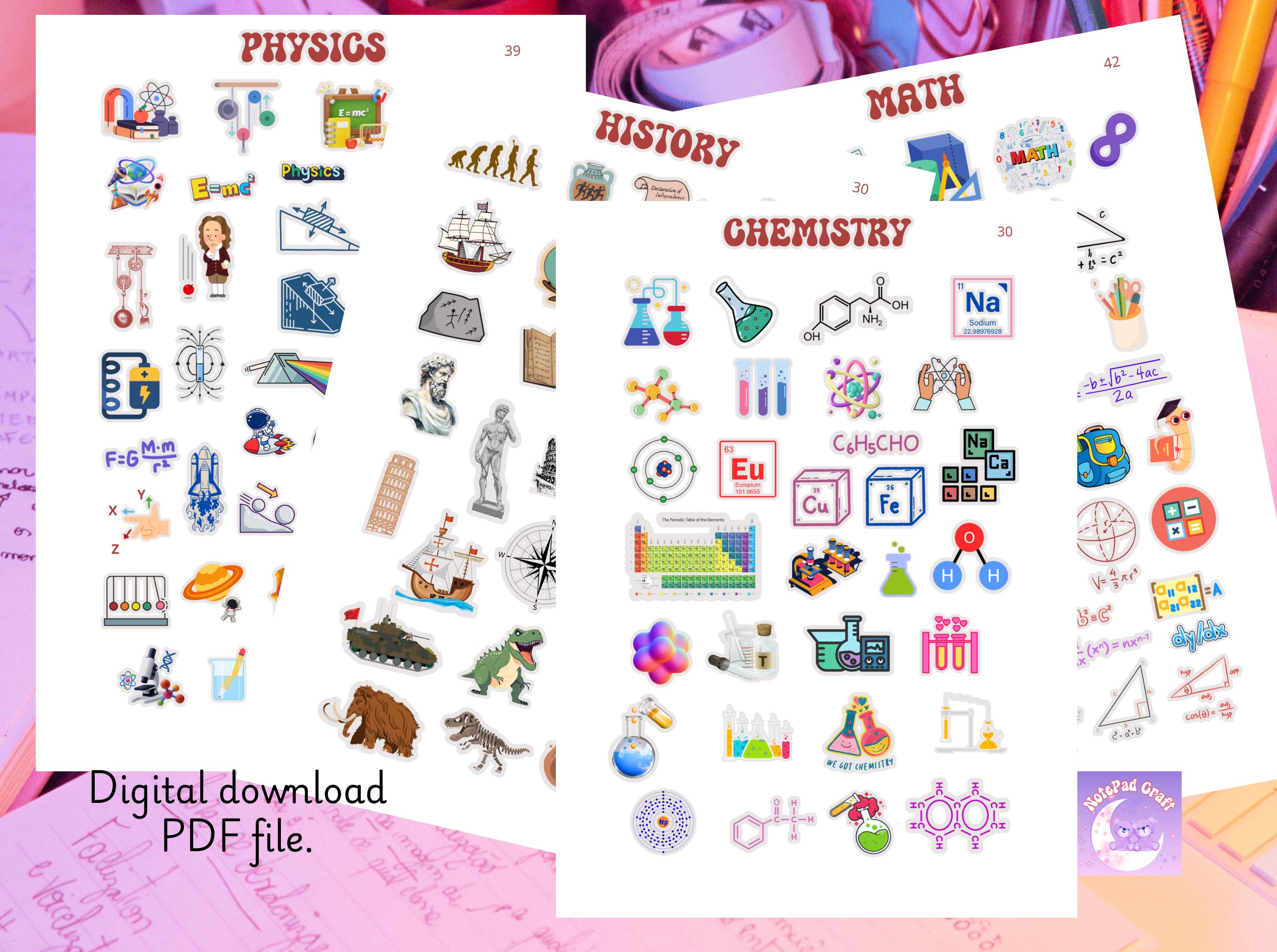 School Assignment Sticker Set, Printable Stickers, Notebook Stickers ...