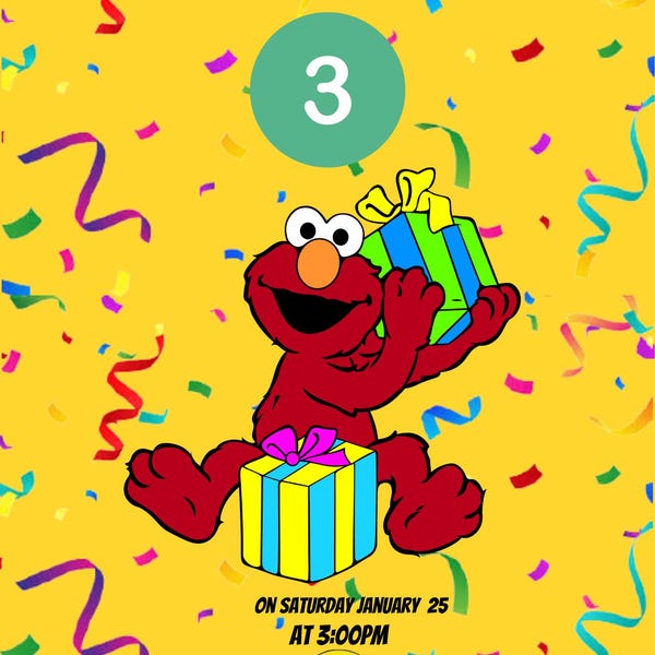 Elmo Invitations - Etsy