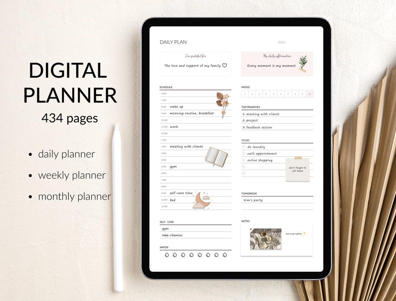Daily, Weekly & Monthly PLANNER - Printable Digital Minimalist Aethetic ...