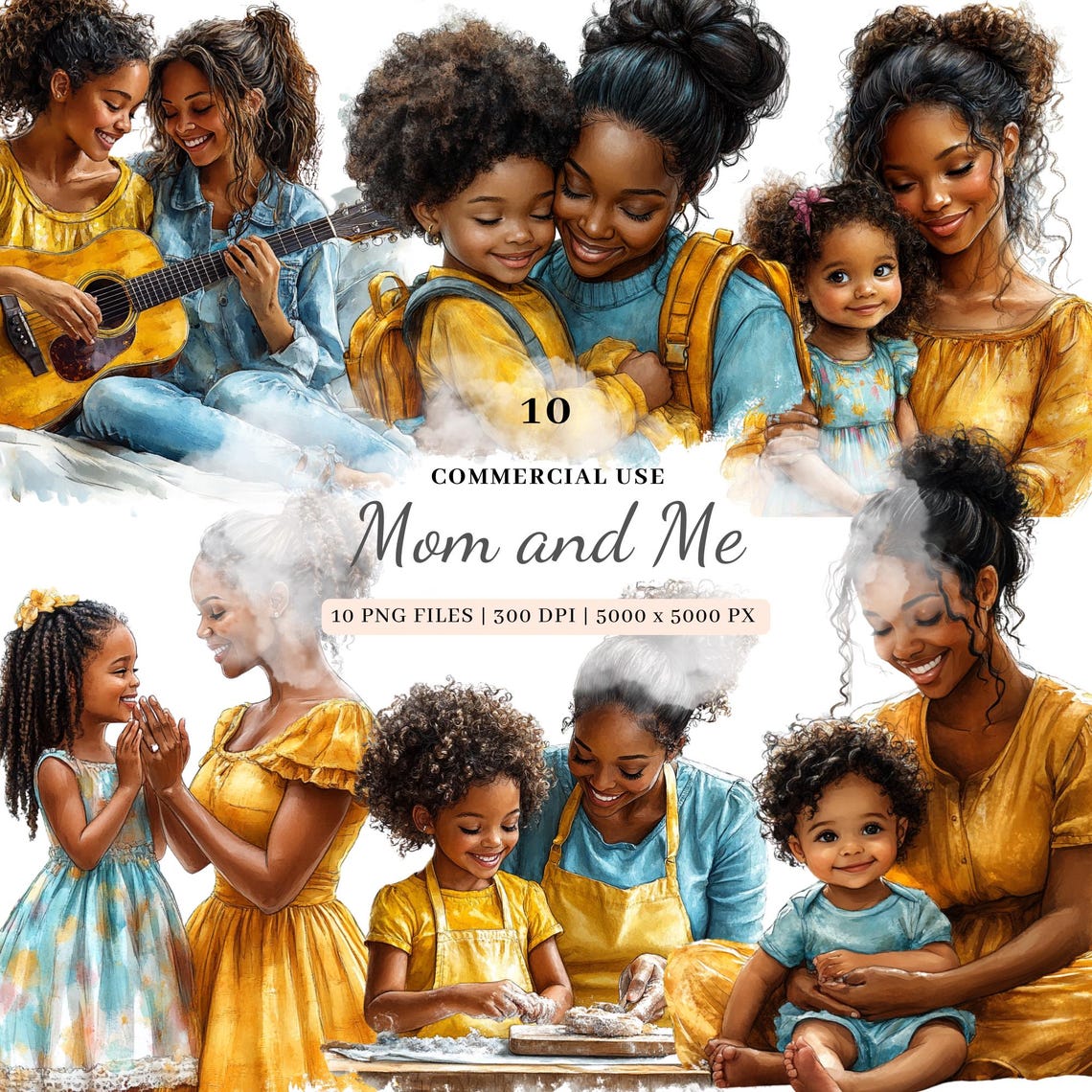 Clipart PNG Clipart Bundle Watercolor Mother's Day Clipart Mom and Me ...